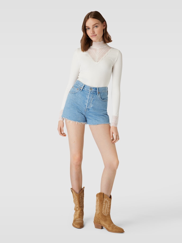 Only Longsleeve mit Lochmuster Modell 'TILDE' (offwhite) online kaufen