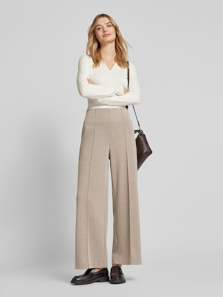 ICHI Wide leg stoffen broek met vaste persplooien, model 'KATE' in ...