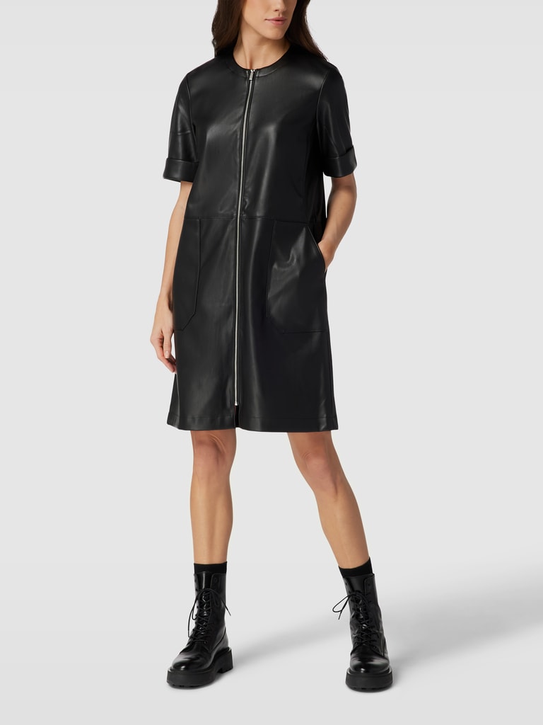 Esprit Knielange jurk in leerlook in zwart online kopen | P&C