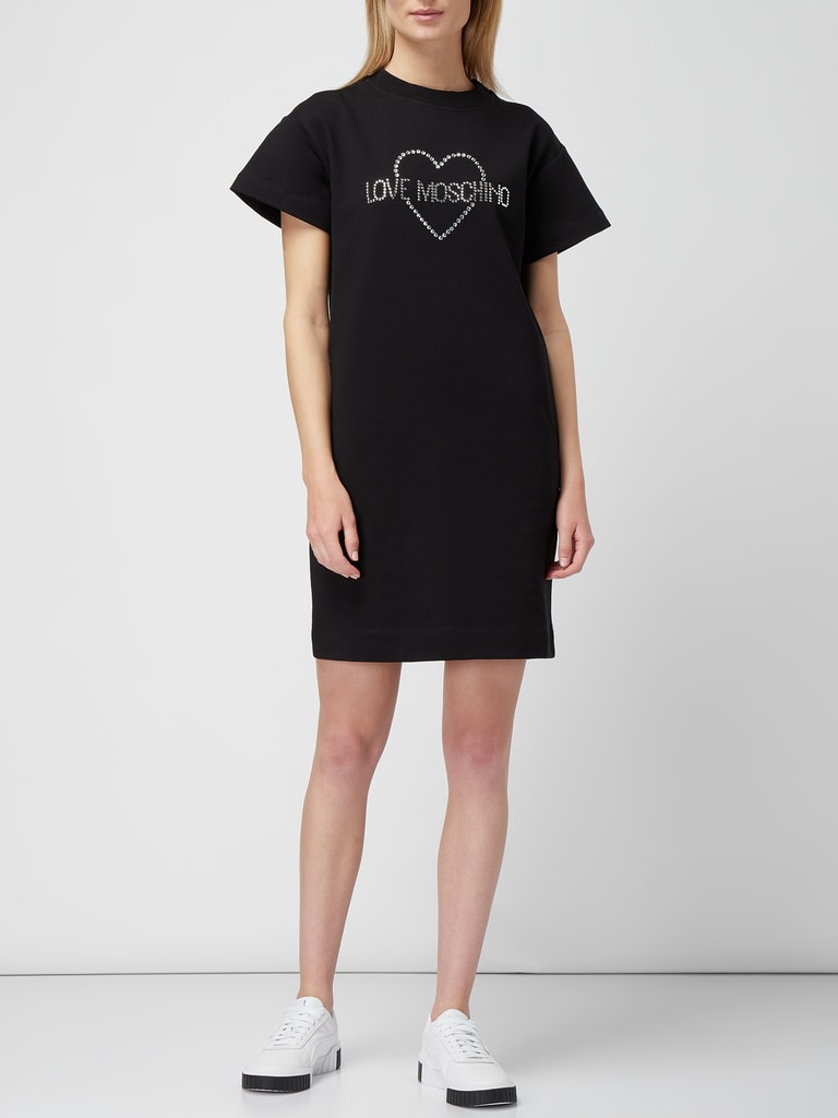 Love Moschino Jerseykleid mit Logo aus Ziersteinen (black) online kaufen