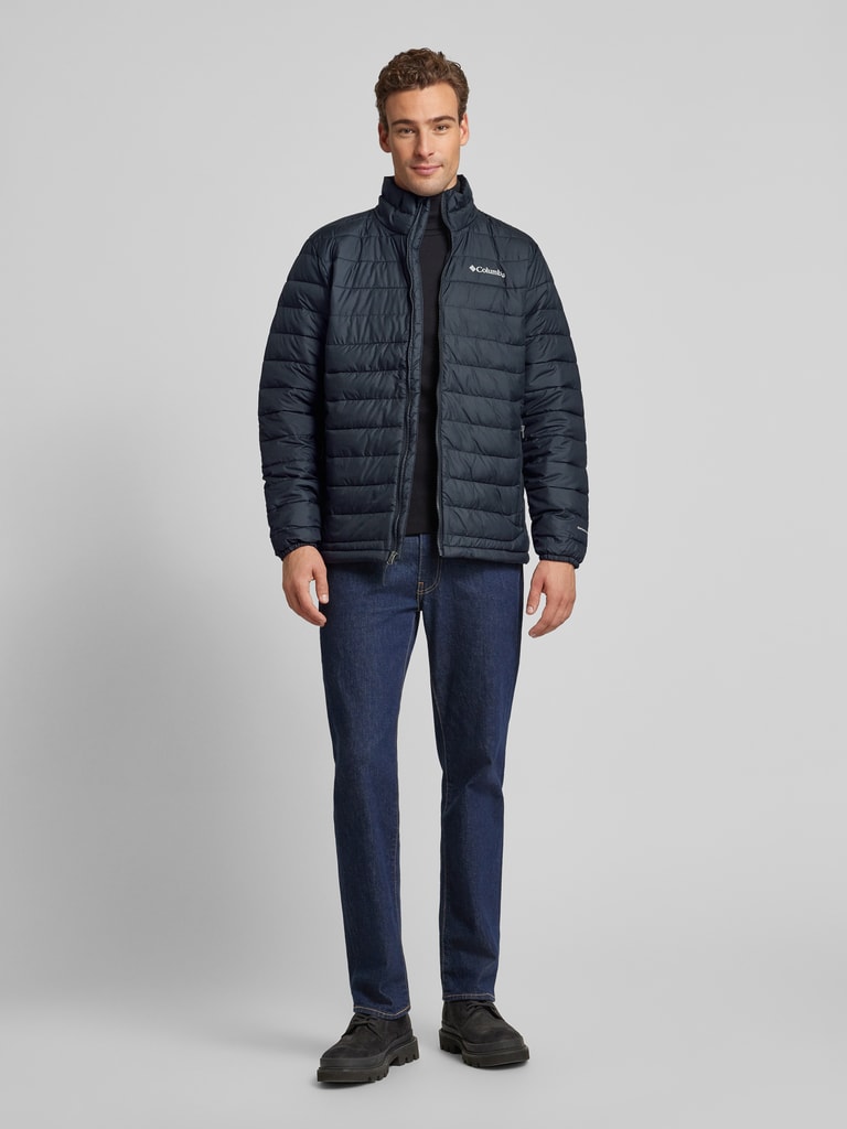 Kup online COLUMBIA Pikowana kurtka z kapturem z nadrukiem z logo (czarny)