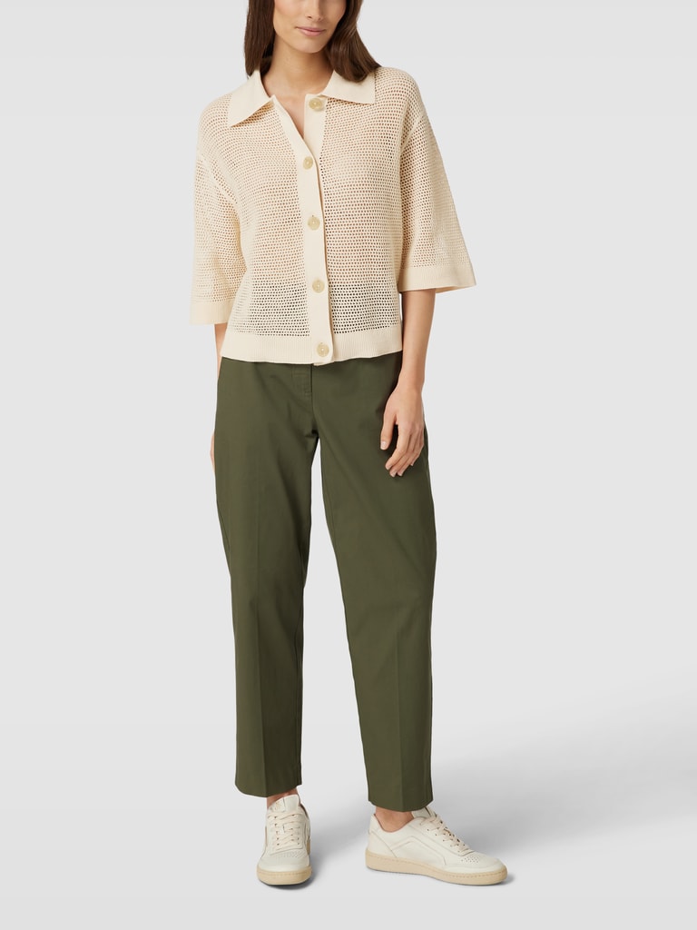 Marc O'Polo Strickbluse aus Baumwoll-Leinen-Mix mit Umlegekragen (sand ...