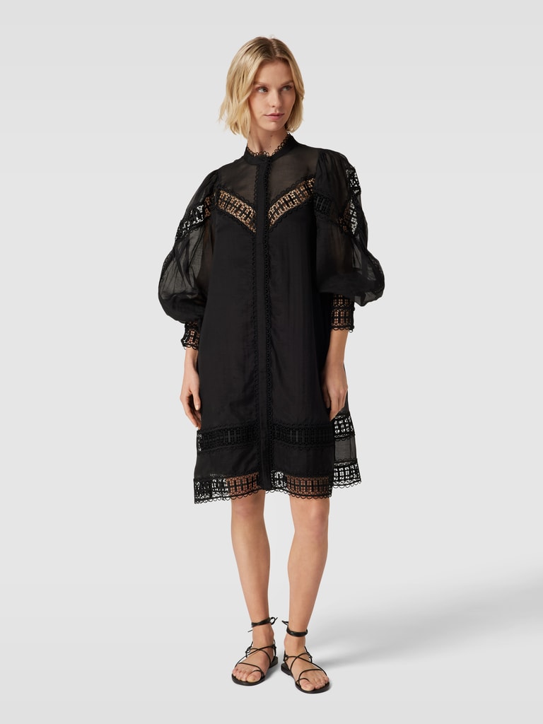 Copenhagen Muse Knielanges Blusenkleid mit Lochstickerei Modell 'ULTRA-DRESS' (black) online kaufen