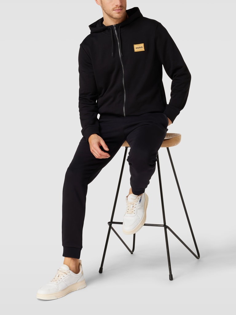 HUGO Sweatjacke mit Label-Patch Modell 'Daple' (black) online kaufen