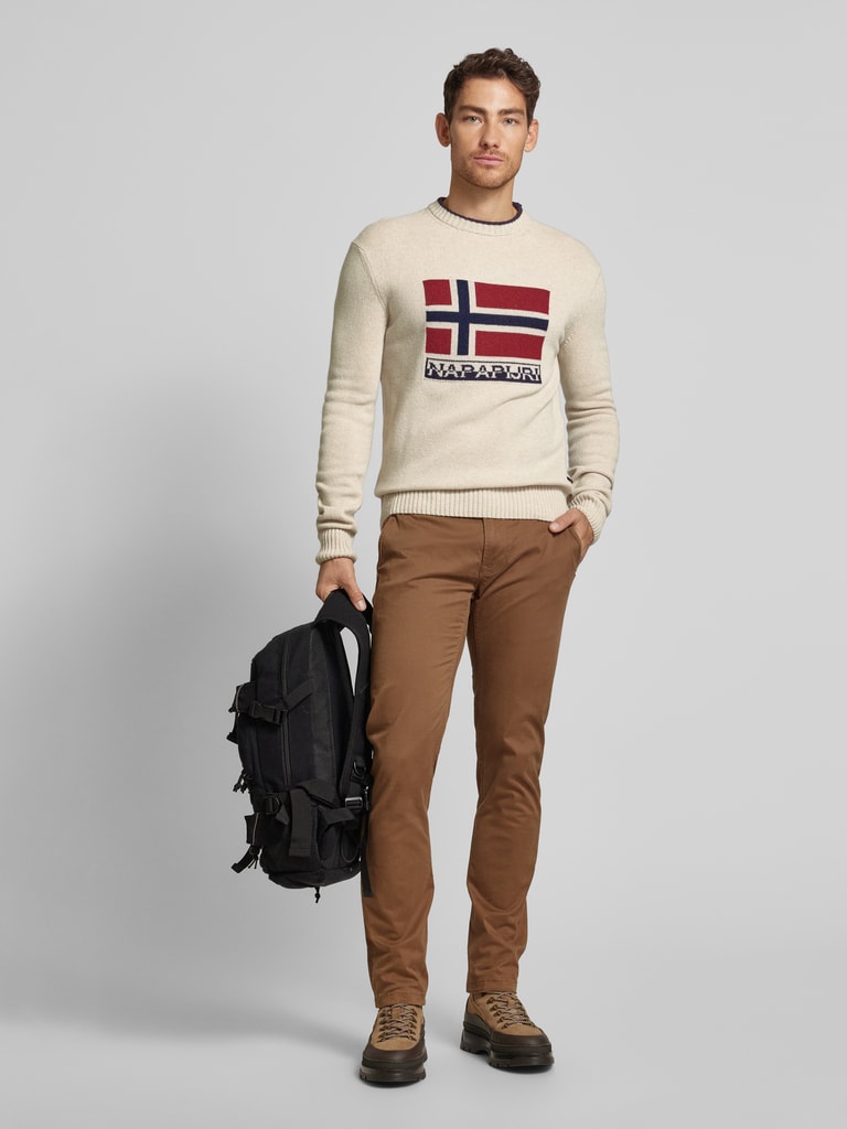 Napapijri Strickpullover mit Label-Print Modell 'SILVRETTA' (sand ...