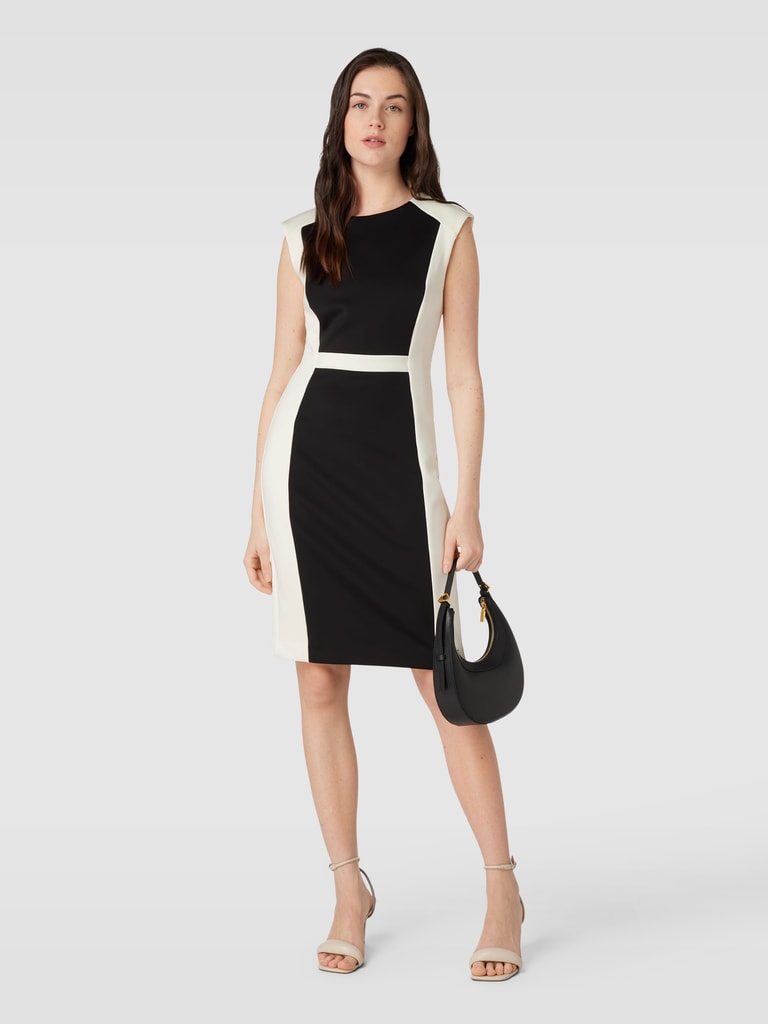 Calvin Klein Womenswear Knielange jurk met ronde hals, model 'NEOPRENE SCUBA' in zwart online ...