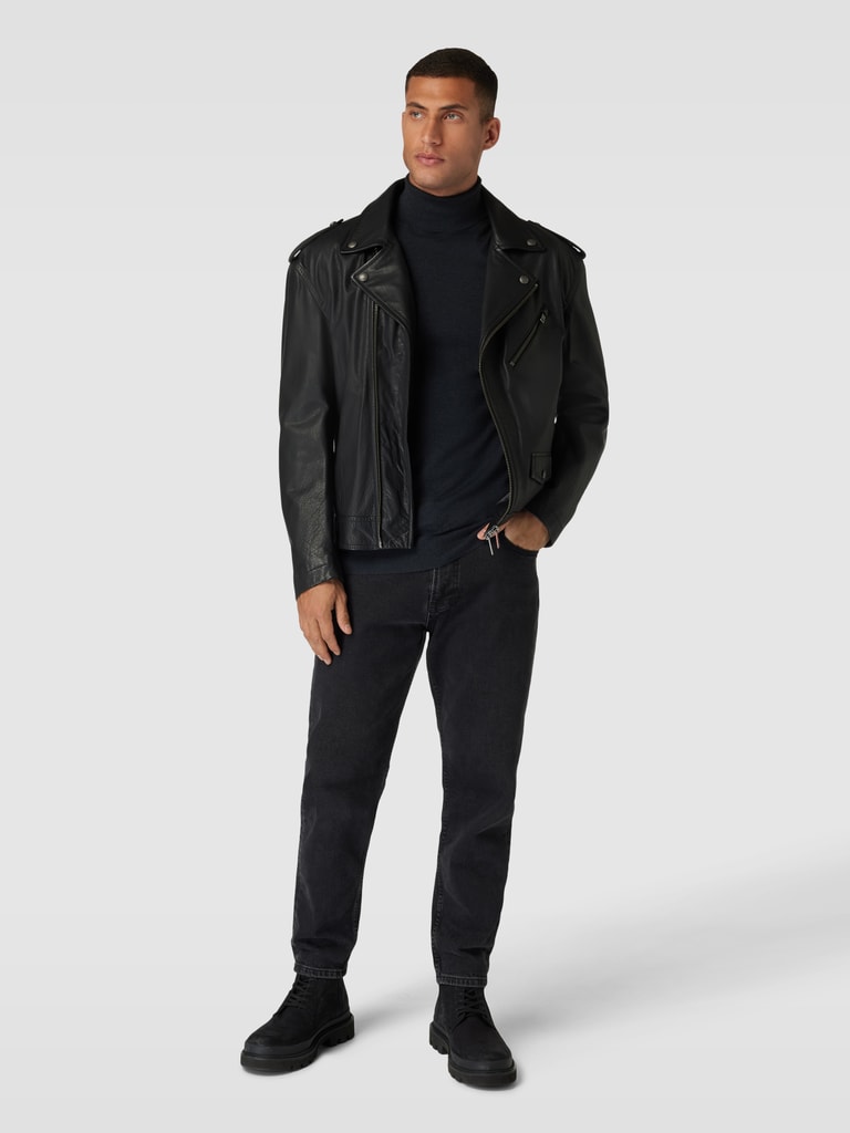 BOSS Orange Leren jack van echt buffelleer, model 'Jonu' in zwart ...