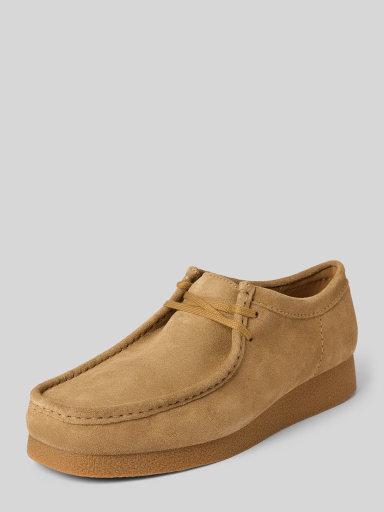 Clarks Mocassins van leer met rubberzool, model 'Wallabee Evo' in zand ...