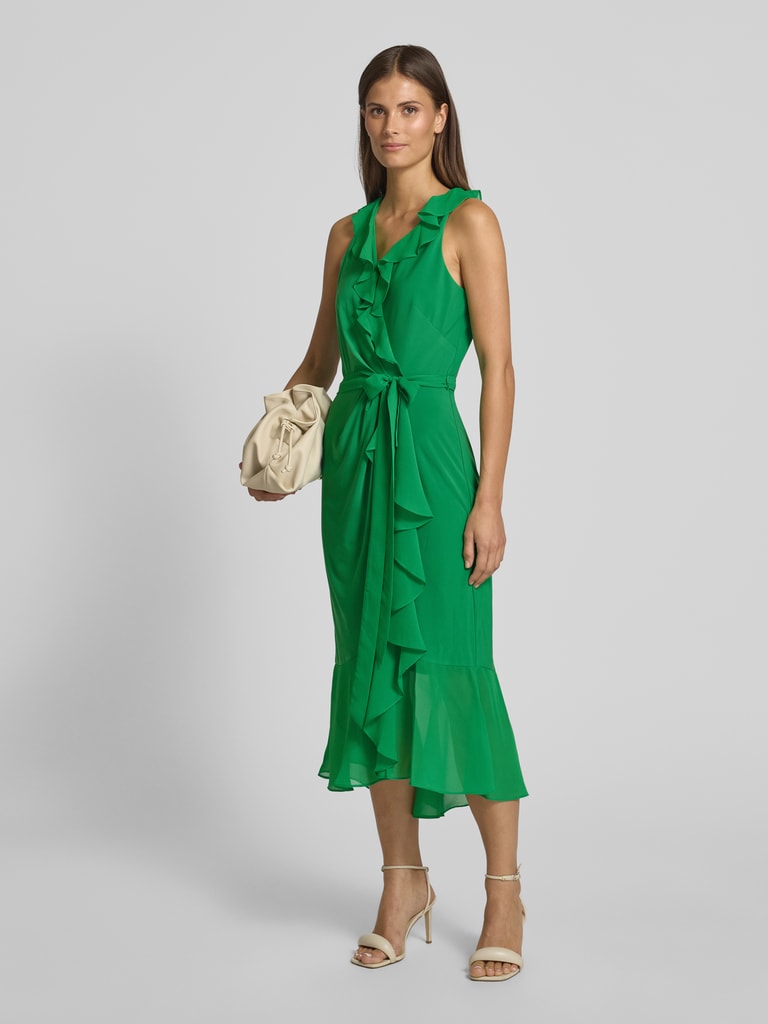 Adrianna Papell Cocktailkleid mit Volants und Bindegürtel (gruen) online kaufen
