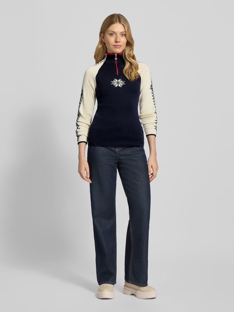 Dale of Norway Slim fit schipperstrui van wol met ritssluiting, model ...
