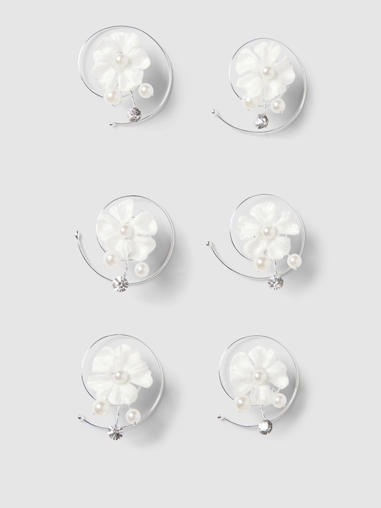 Weise Haarschmuck mit Perlen im 6er-Pack (ecru) online kaufen