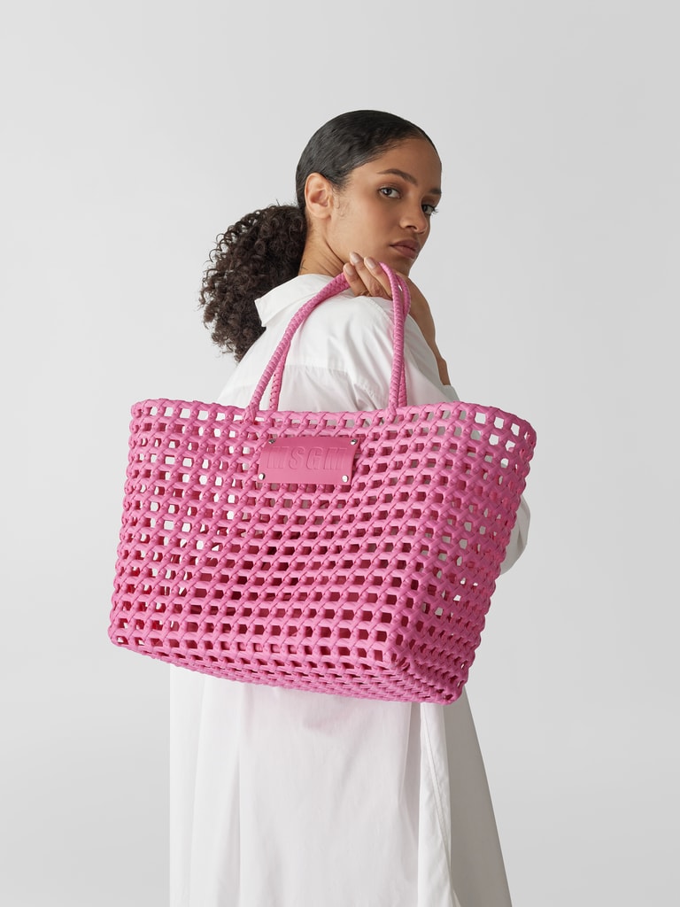 MSGM Shopper in geflochtenem Design (pink) online kaufen