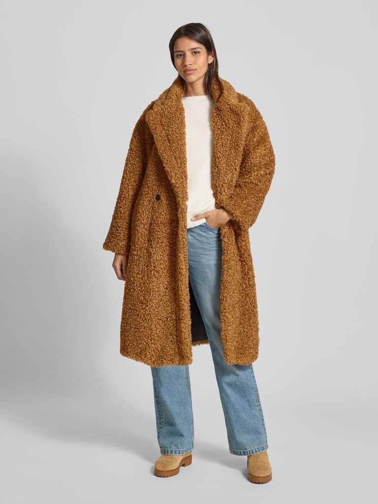 HUGO Oversized Webpelzmantel mit Reverskragen Modell 'MALITE_1' (cognac ...