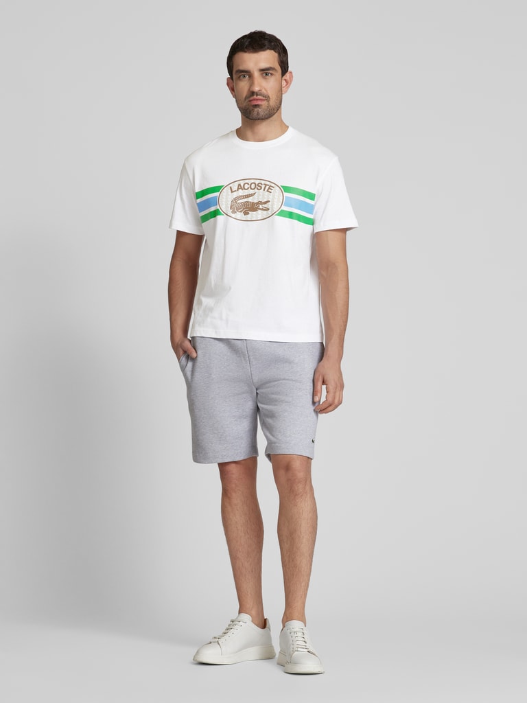 Lacoste T-Shirt mit Label-Print (weiss) online kaufen
