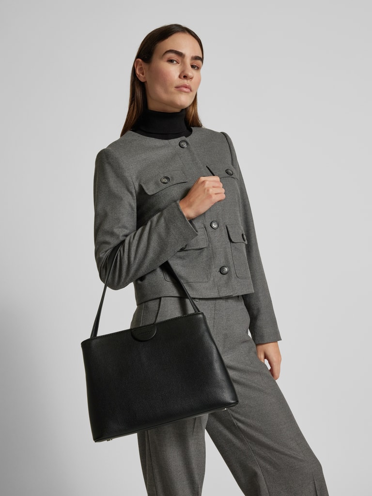 Seidenfelt Hobo Bag mit Label-Detail Modell 'Linsell' (black) online kaufen