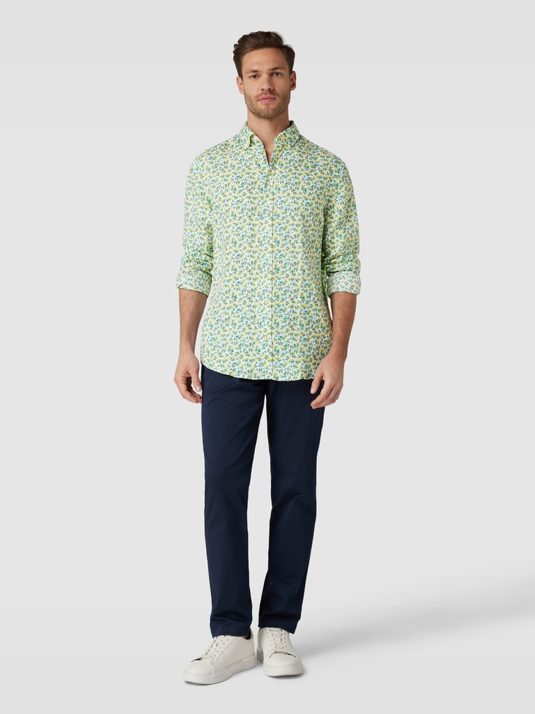 Christian Berg Men Regular Fit Leinenhemd mit Allover-Muster (hellgelb ...