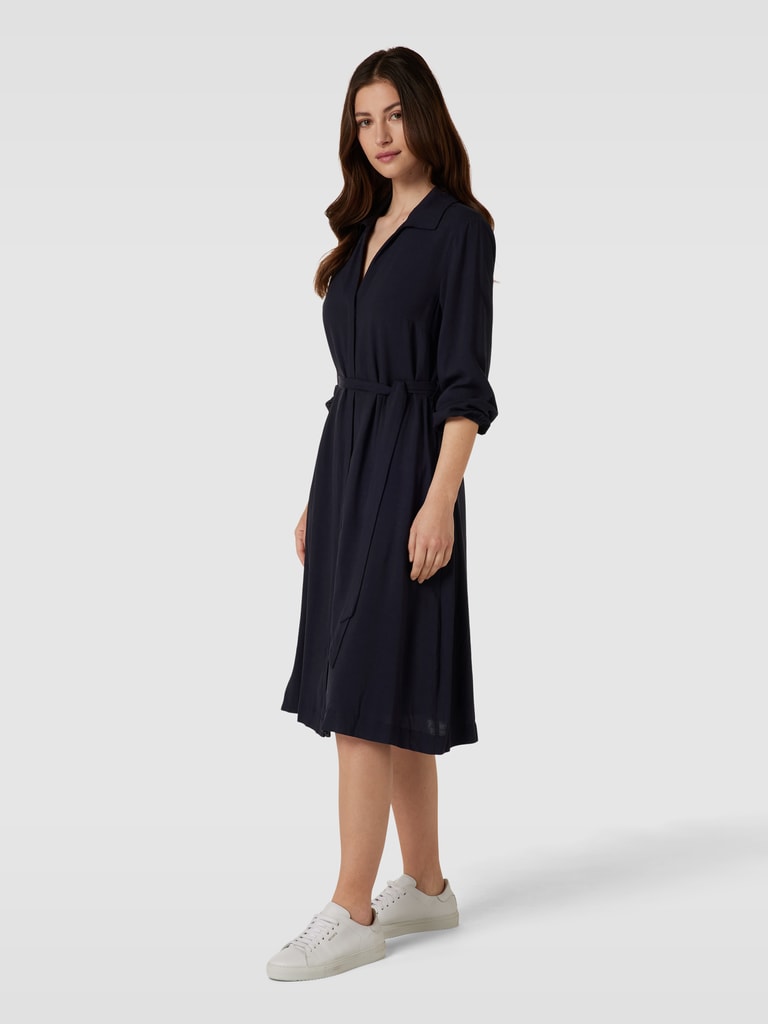 Christian Berg Woman Selection Midi-jurk met strikceintuur in marineblauw online kopen | P&C