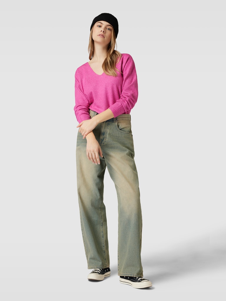 Only Strickpullover mit V-Ausschnitt Modell 'RICA' (pink) online kaufen