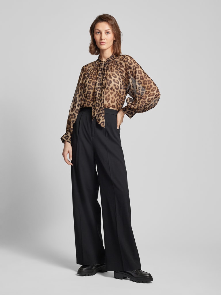 Bash Blouse van viscose met vetersluiting, model 'FLOE' in middenbruin ...