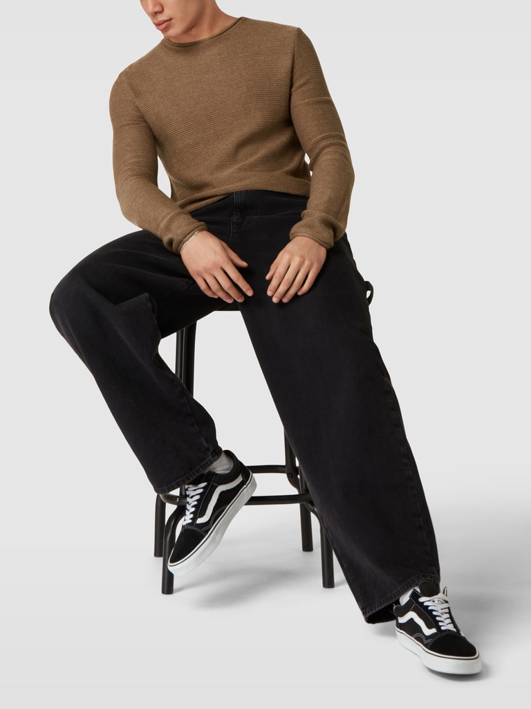 !Solid Gebreide pullover met structuurmotief, model 'JARAH' in lichtbruin gemêleerd online kopen ...