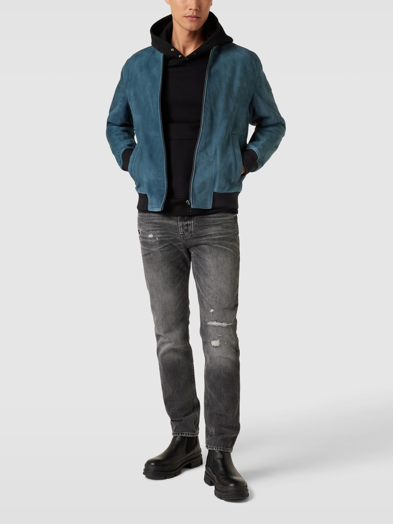 BOSS Orange Lederjacke mit Label-Patch Modell 'Jamaro' (hellblau ...