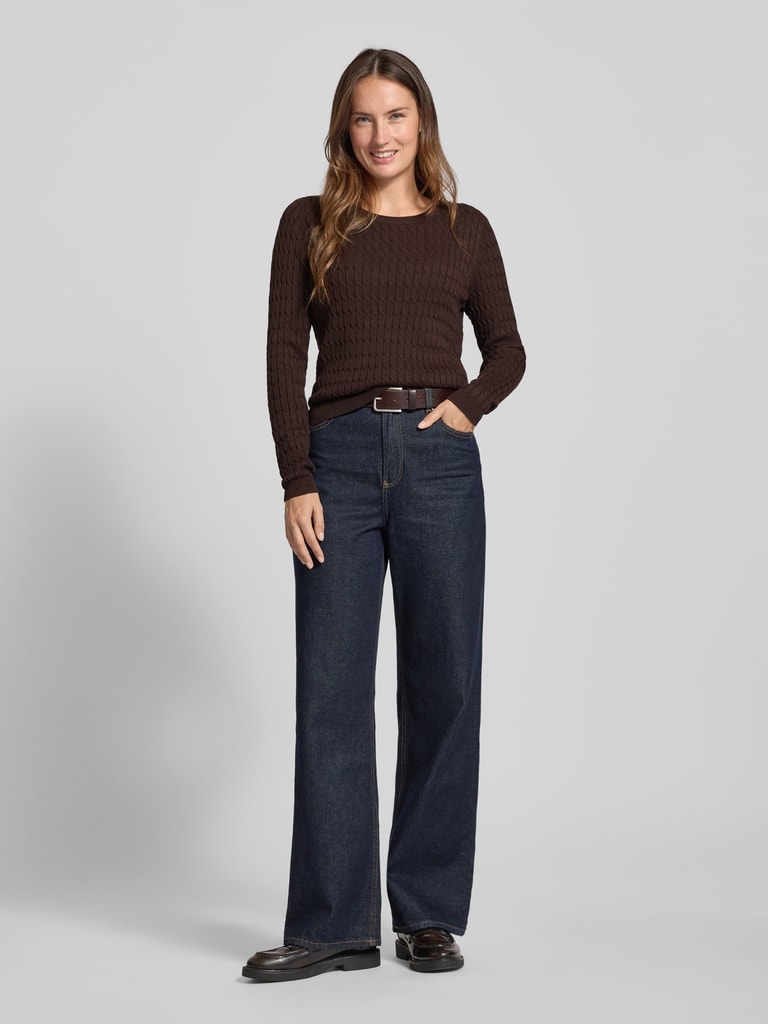 Christian Berg Woman Strickpullover mit Zopfmuster (schoko melange) online kaufen