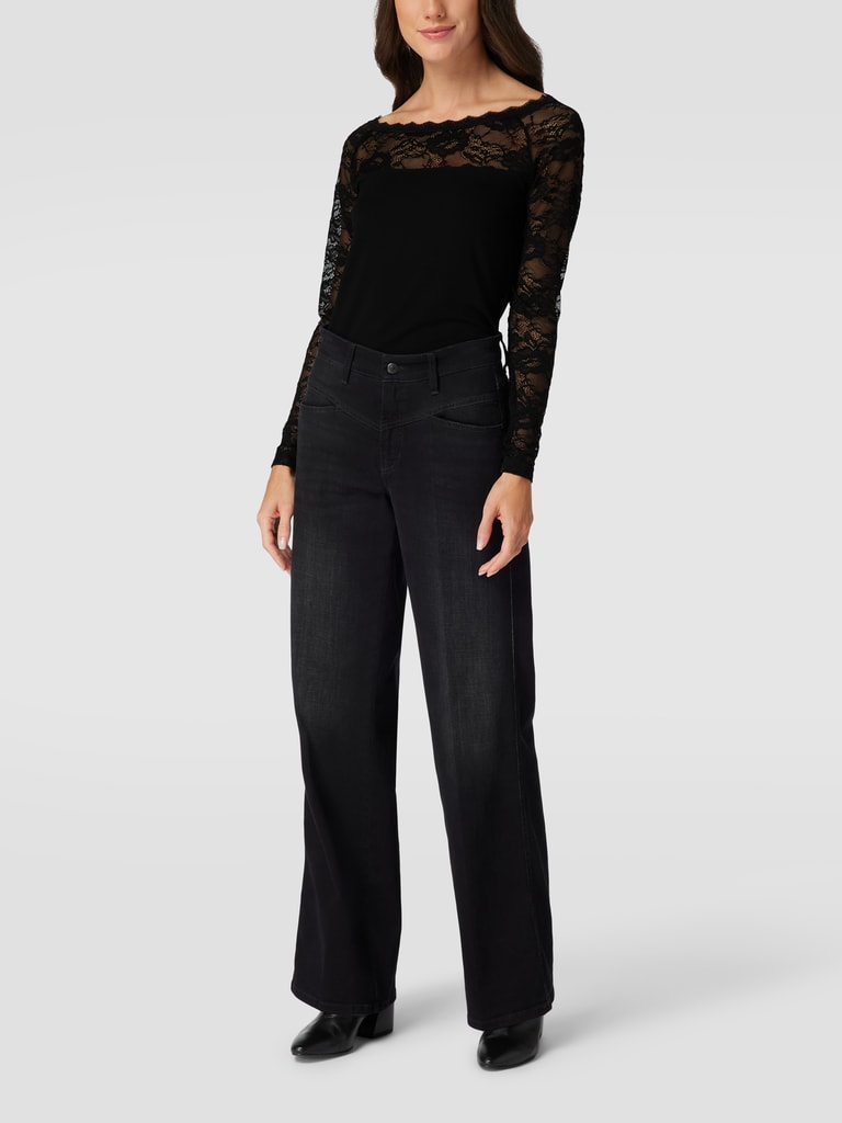 Kaffe Longsleeve mit Spitzeneinsatz Modell 'Lacy Boat' (black) online ...