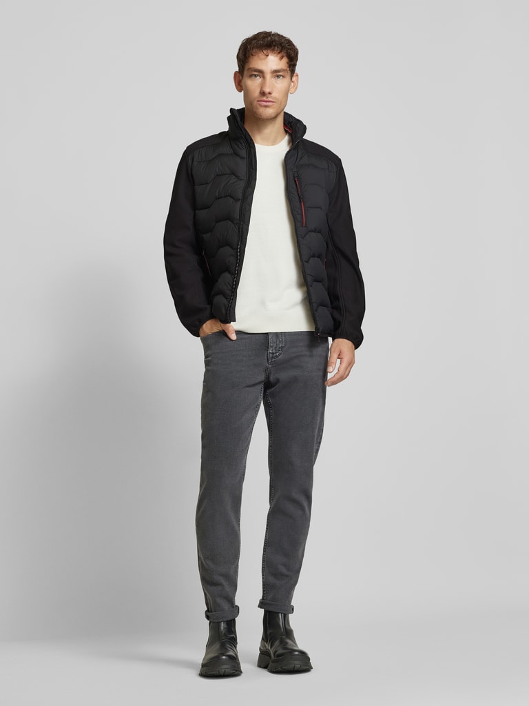 Tom Tailor Regular fit functioneel jack met doorgestikte naden in zwart ...