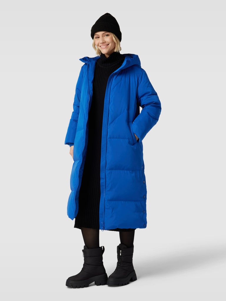 YAS Gewatteerde lange jas met capuchon, model 'IRIMA' in koningsblauw ...