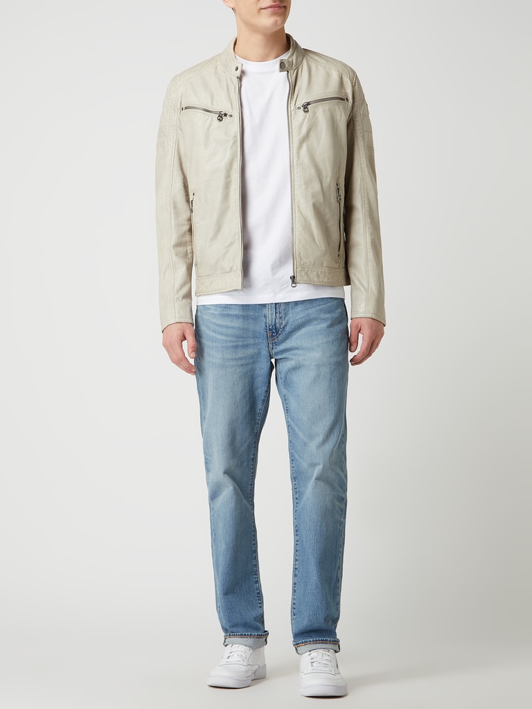 Gipsy Lederjacke mit Stehkragen Modell 'Derry' (offwhite) online kaufen