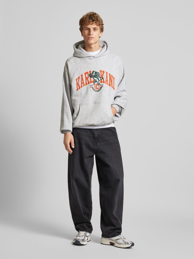 Karl Kani Hoodie mit Label-Print (hellgrau melange) online kaufen