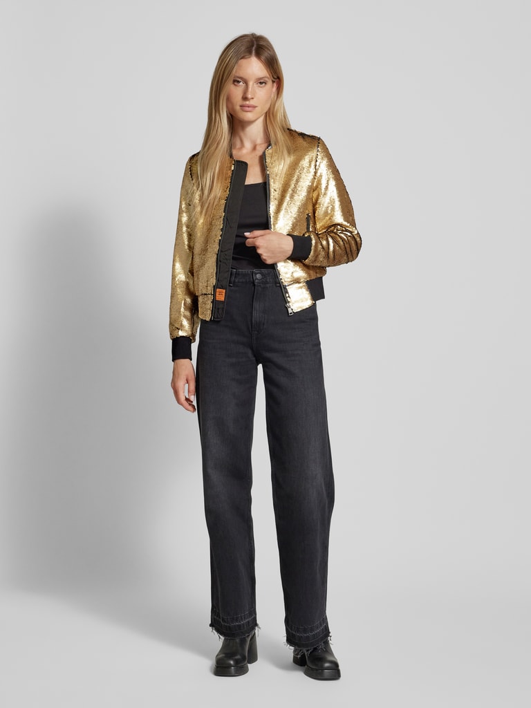 Original Bombers Bomberjack met all-over pailletten in goud gemêleerd ...