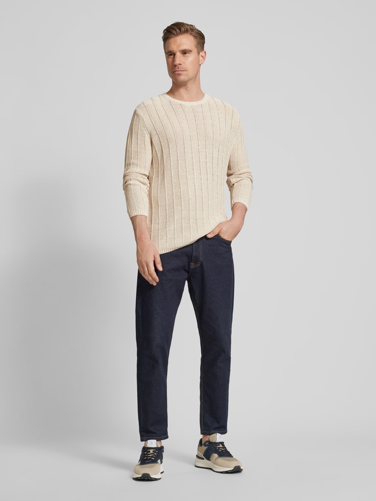 GABBA Regular Fit Strickpullover aus Baumwoll-Leinen-Mix Modell 'Leo Real' (ecru) online kaufen