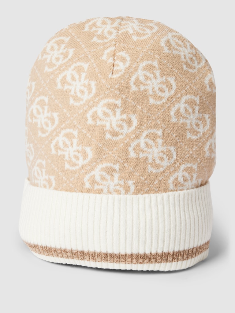 Guess Beanie mit Allover-Logo-Muster (beige) online kaufen