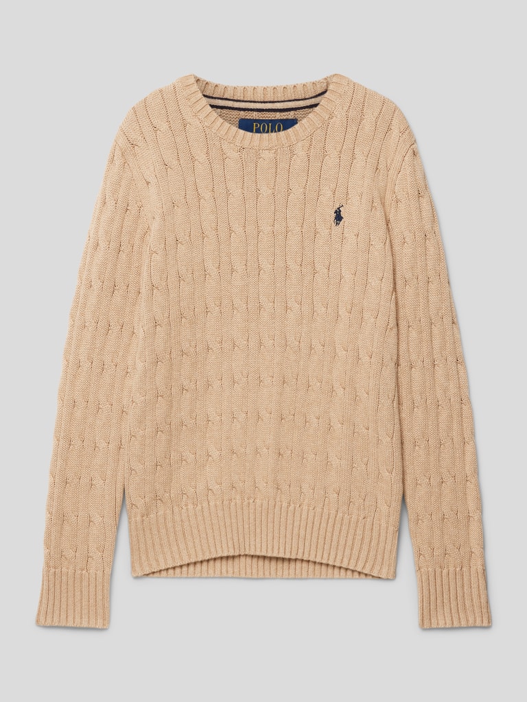 Polo Ralph Lauren Teens Gebreide pullover met kabelpatroon in beige ...
