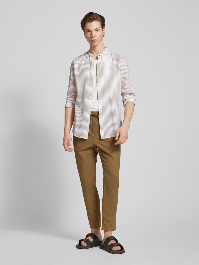 Only & Sons Tapered fit broek met stretch, model 'LINUS' in cognac ...