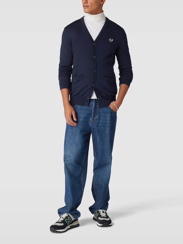 Fred Perry Gebreid vest met labelstitching in donkerblauw online kopen ... Fred Perry Gebreid vest met labelstitching in donkerblauw online kopen ...