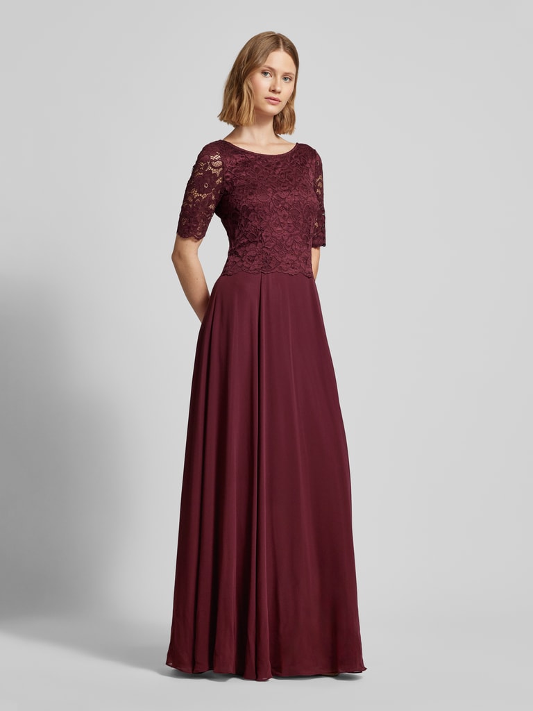 Vera Mont Avondjurk met kant in bordeaux online kopen | P&C