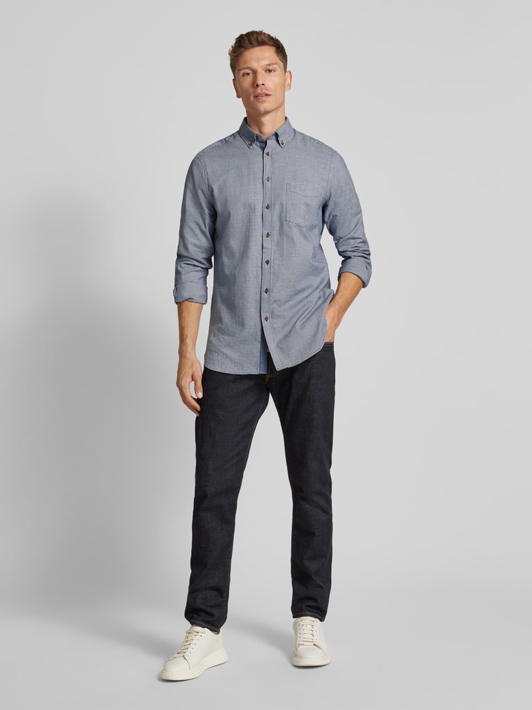 Christian Berg Men Light-Flanellhemd mit Button-Down-Kragen (marine ...