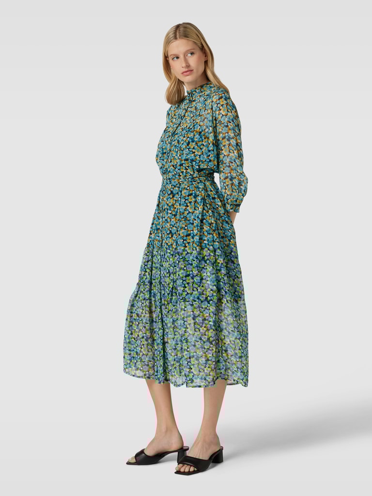Esprit Midi-jurk van viscose met all-over bloemenmotief in turquoise online kopen | P&C