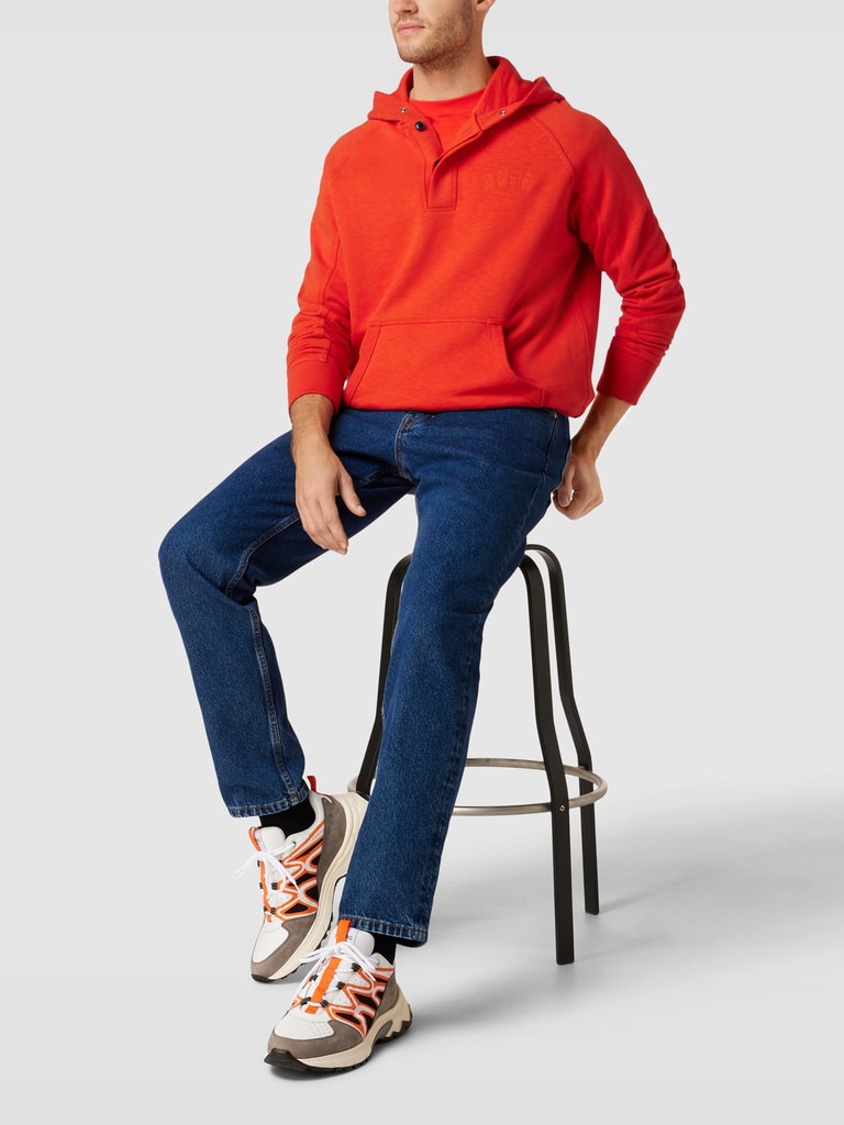 BOSS Orange Hoodie met labelstitching, model 'Wecollege' in rood online ...