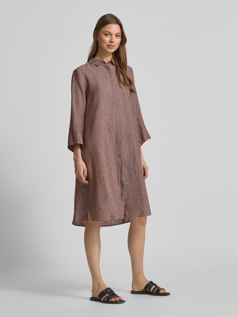 Kup online 0039 Italy Sukienka koszulowa lniana o długości do kolan z ...