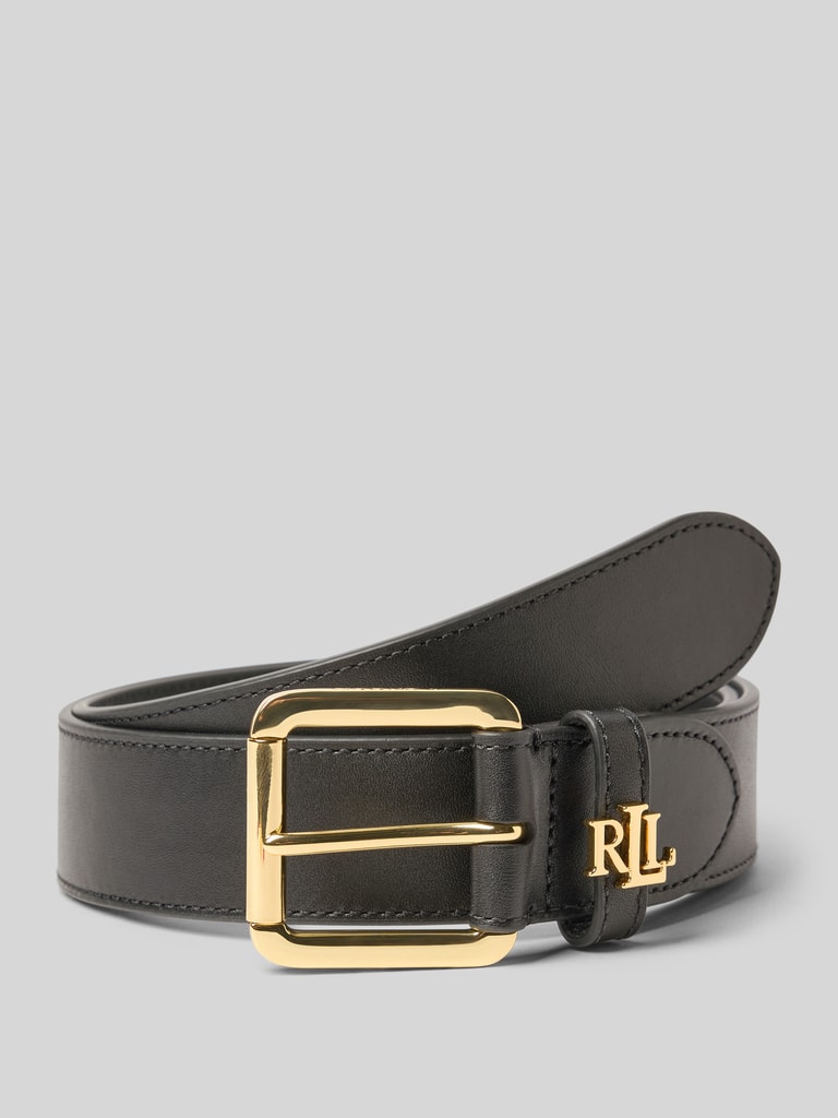 Lauren Ralph Lauren Leren riem met labelapplicatie in zwart online ...