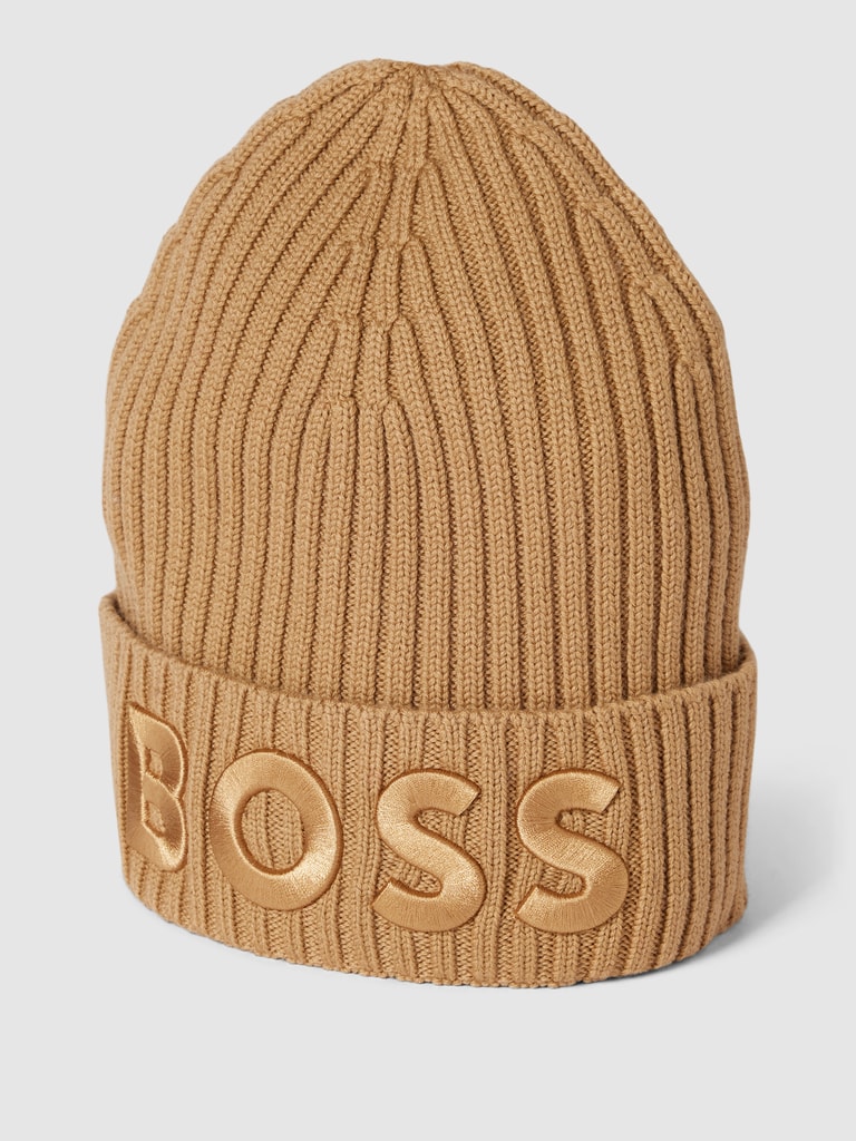 BOSS Beanie mit Label-Stitching Modell 'Lara' (camel) online kaufen