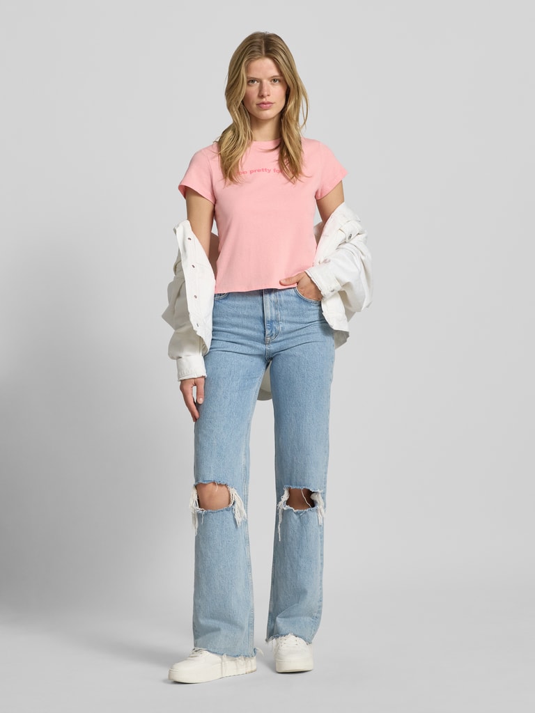 REVIEW T-Shirt mit Statement-Print und Rundhalsausschnitt (rosa) online ...