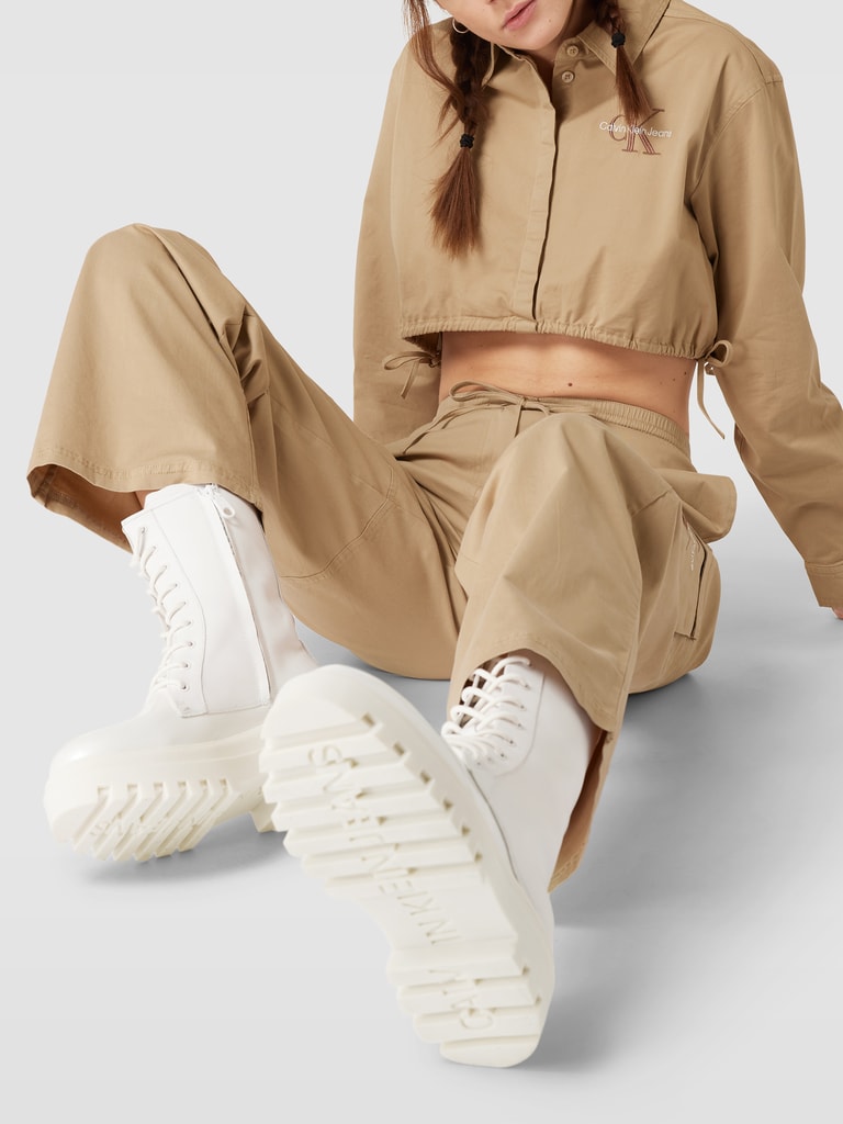 Calvin Klein Jeans Schnürboots aus Leder mit Plateausohle (weiss ...