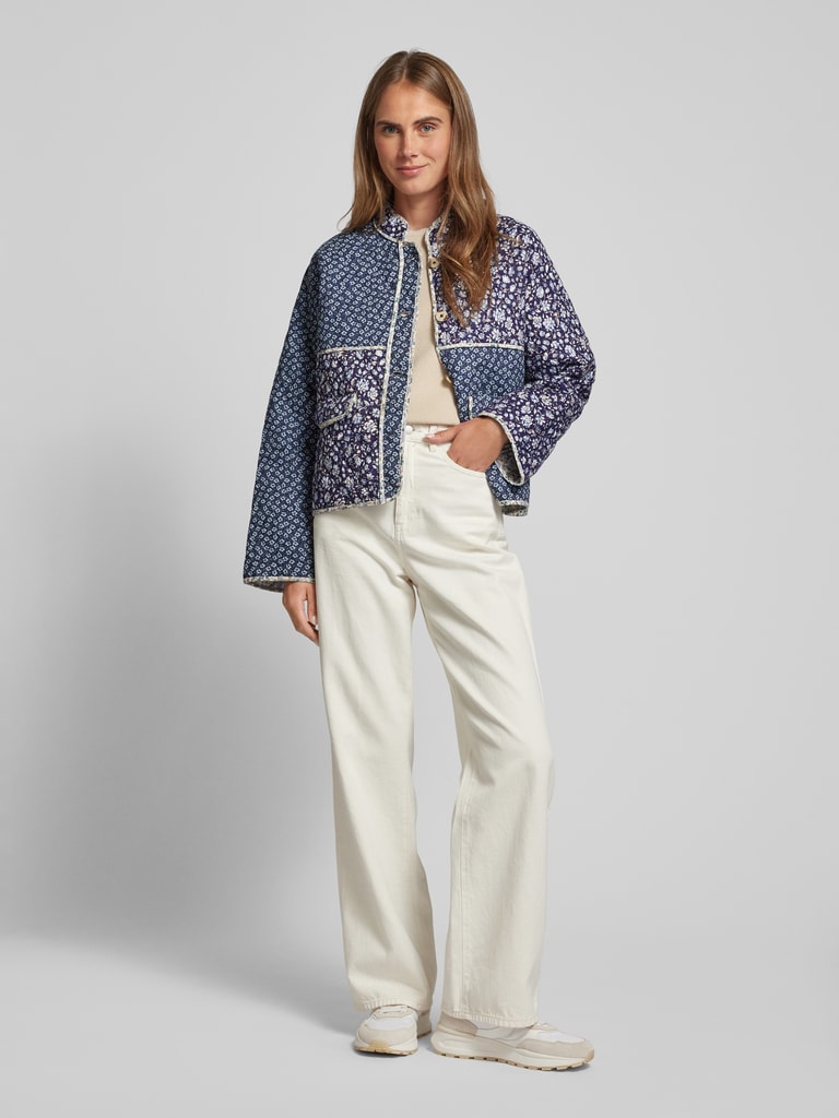 Neo Noir Jacke mit Kontrastpaspeln Modell 'Kamil' (marine) online kaufen