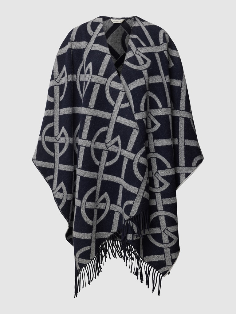 Gant Poncho aus Wolle mit Allover-Muster (marine) online kaufen