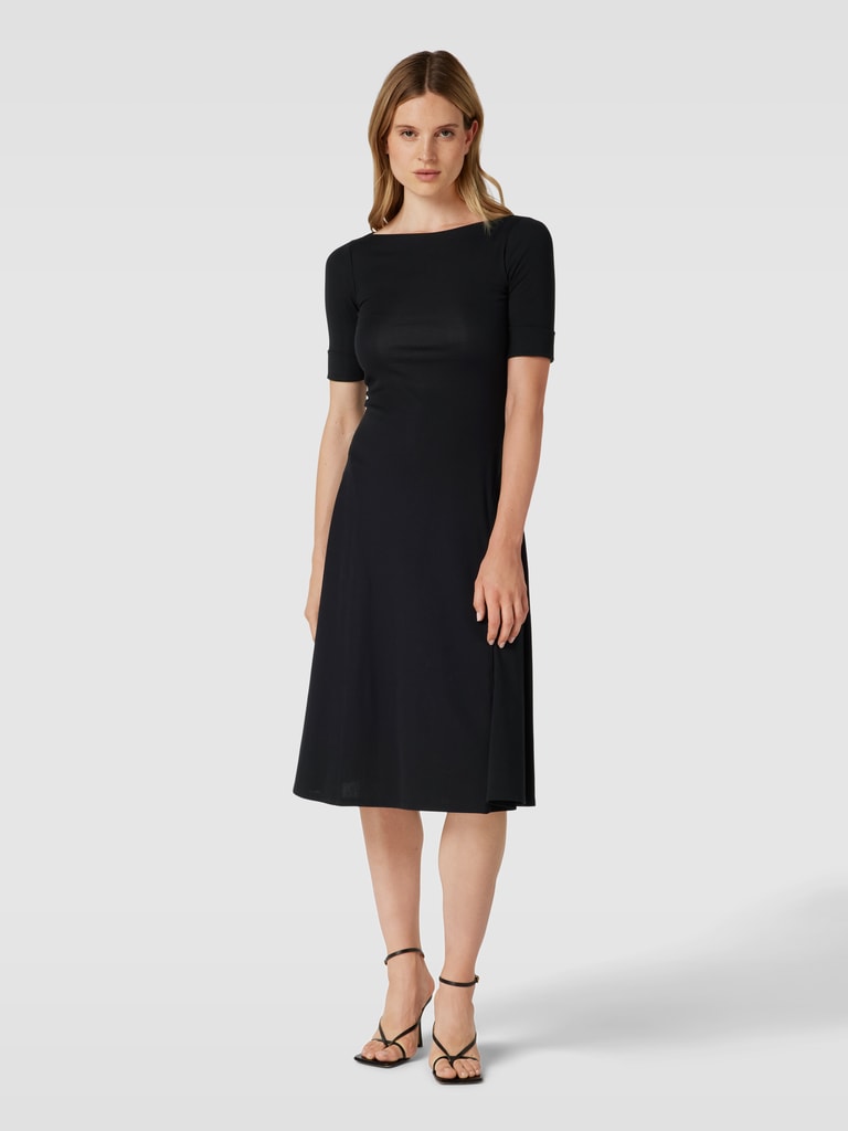 Lauren Ralph Lauren Midi-jurk met boothals in zwart online kopen | P&C