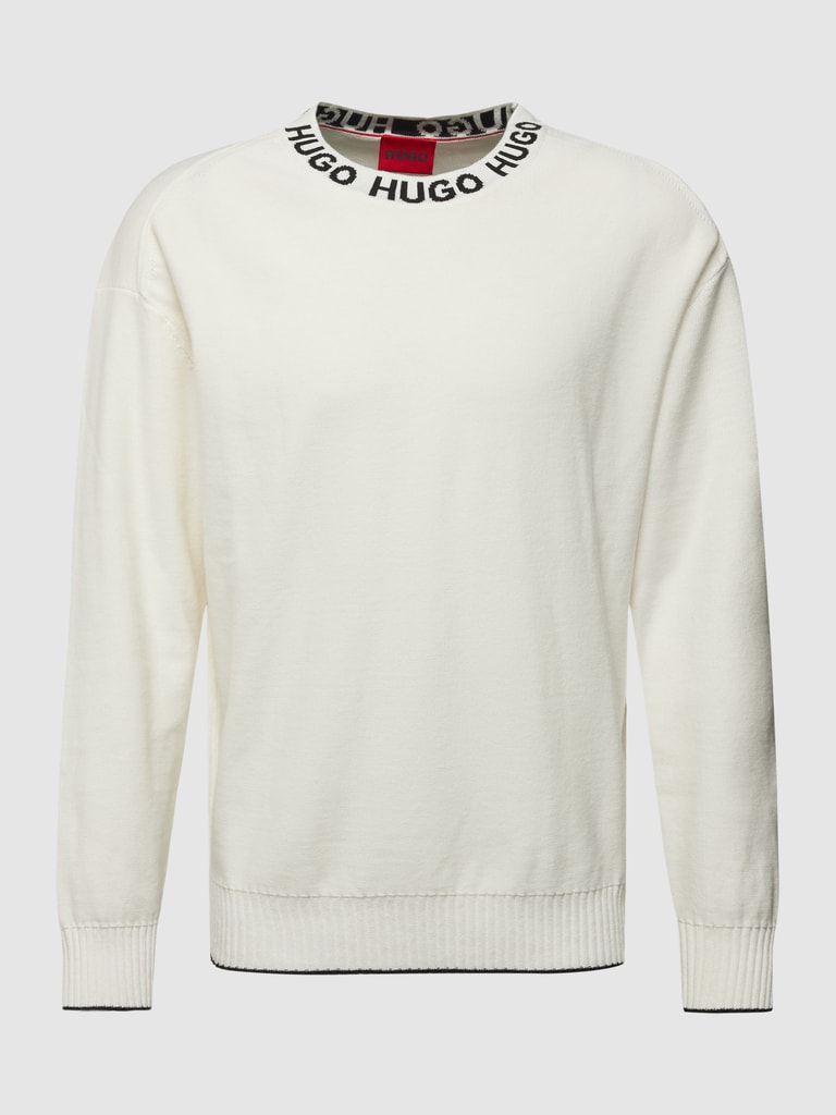 HUGO Strickpullover mit Kontraststreifen Modell 'Smarlo' (offwhite ...